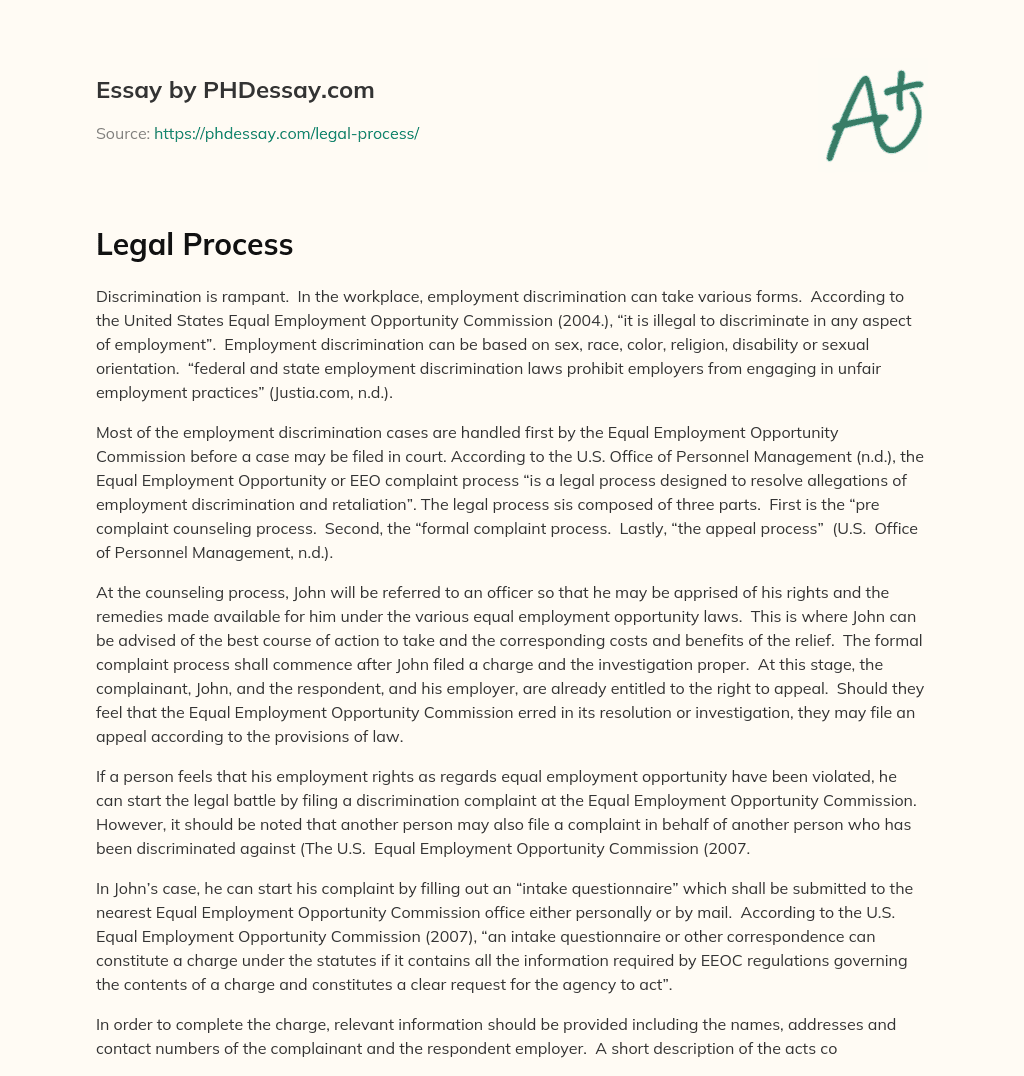 Legal Process - PHDessay.com