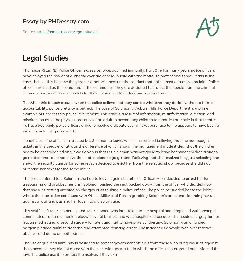Legal Studies - PHDessay.com
