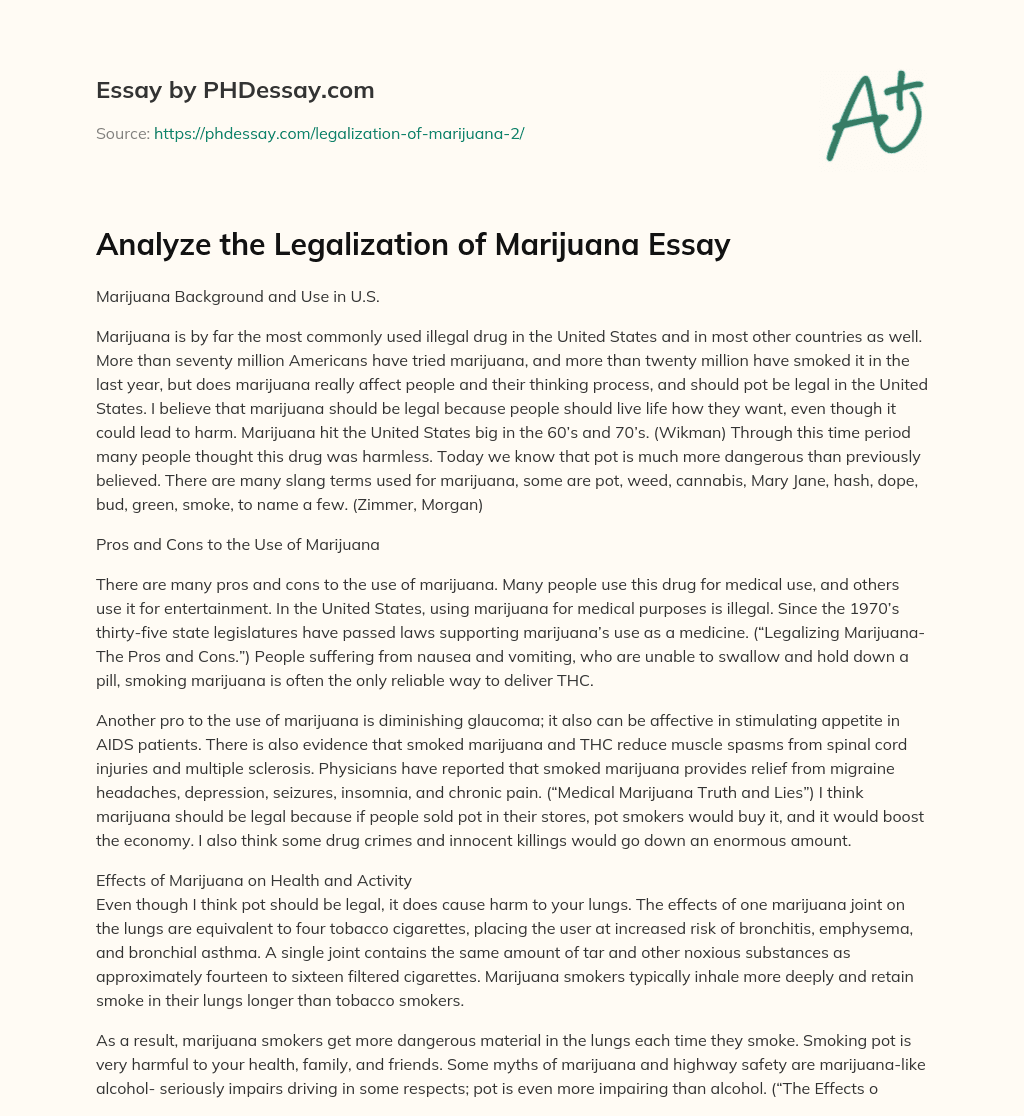 Analyze the Legalization of Marijuana Essay - PHDessay.com