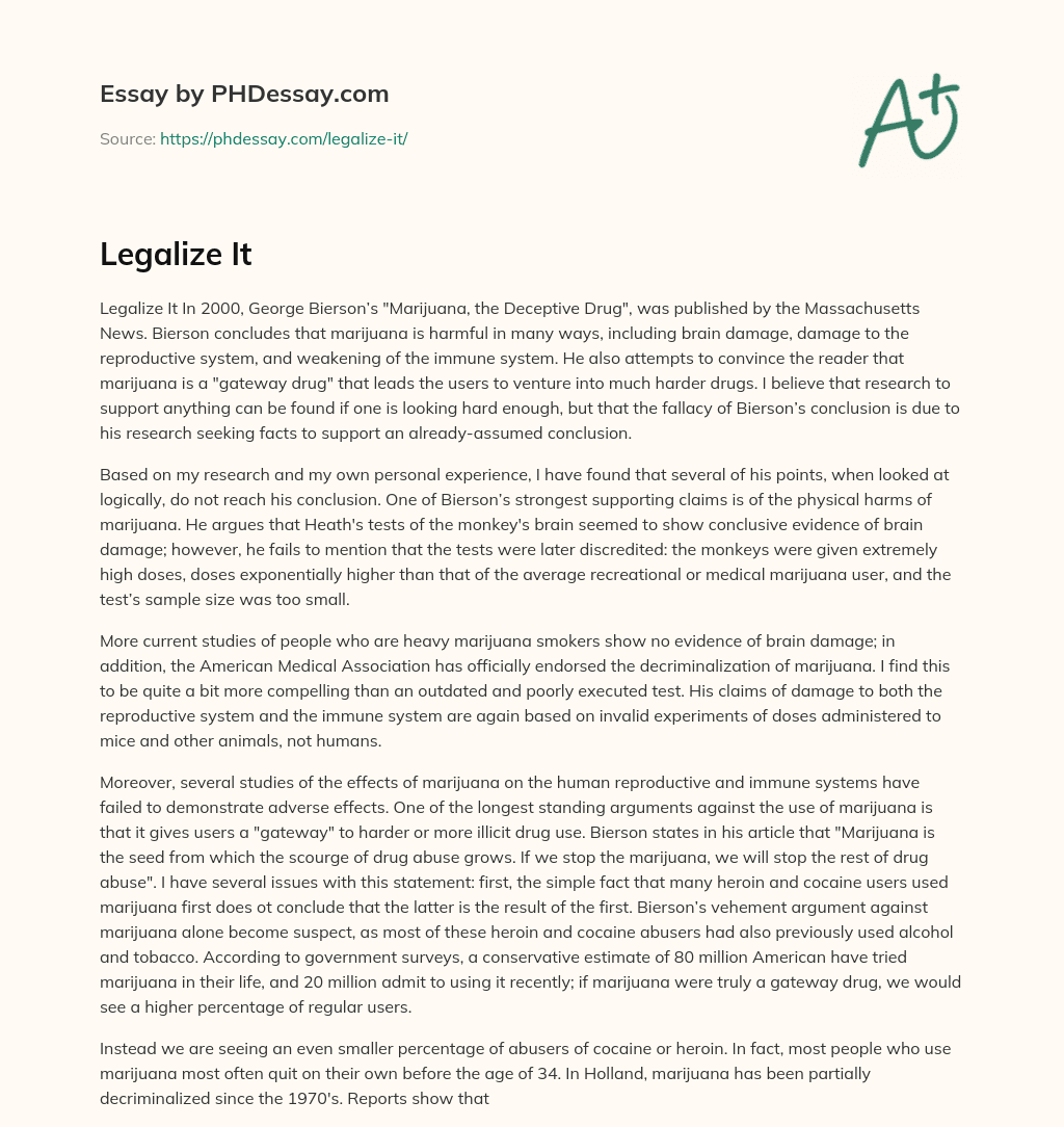 Legalize It - PHDessay.com
