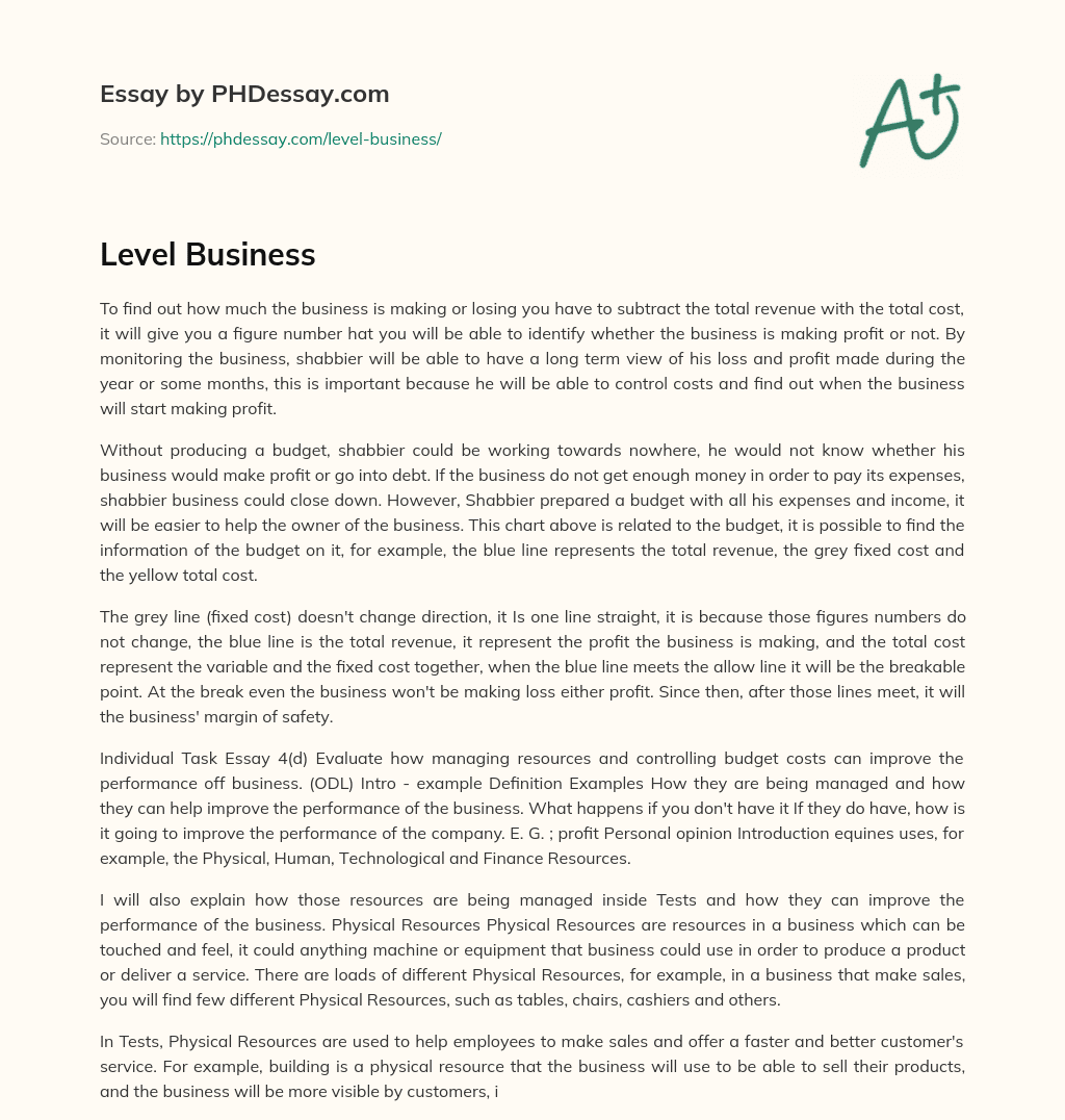 Level Business - PHDessay.com