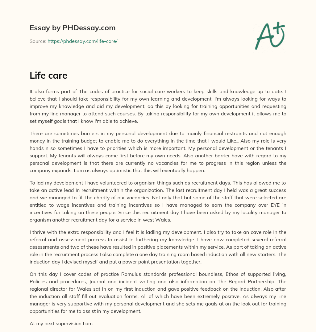 Life care - PHDessay.com