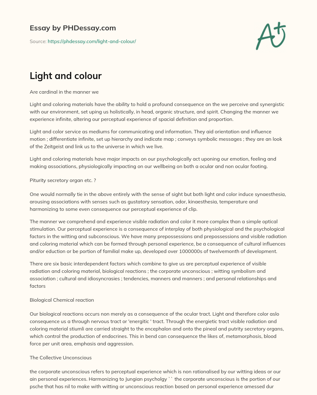 Light and colour - PHDessay.com