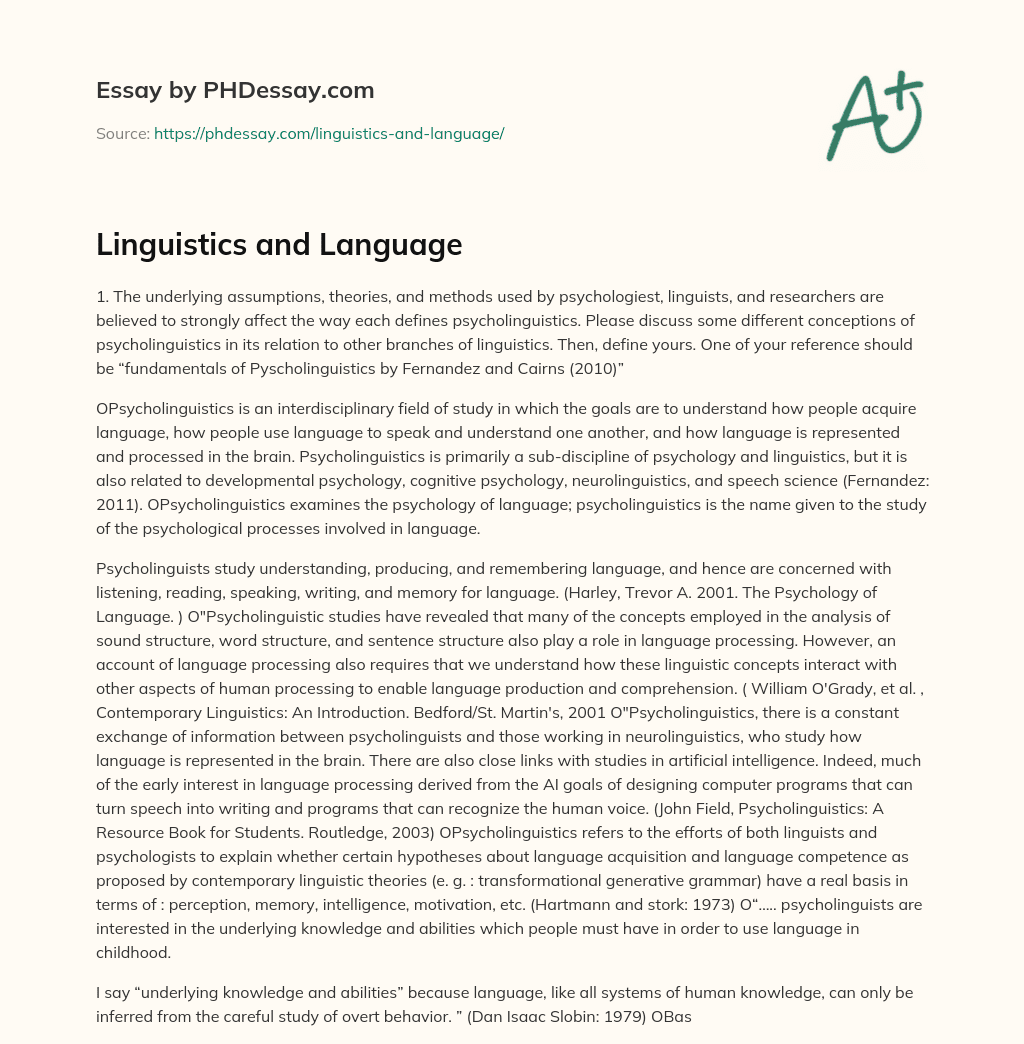 Linguistics and Language - PHDessay.com