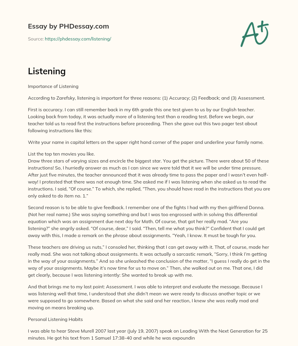 Listening - PHDessay.com