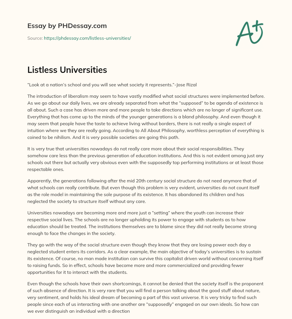 Listless Universities - PHDessay.com