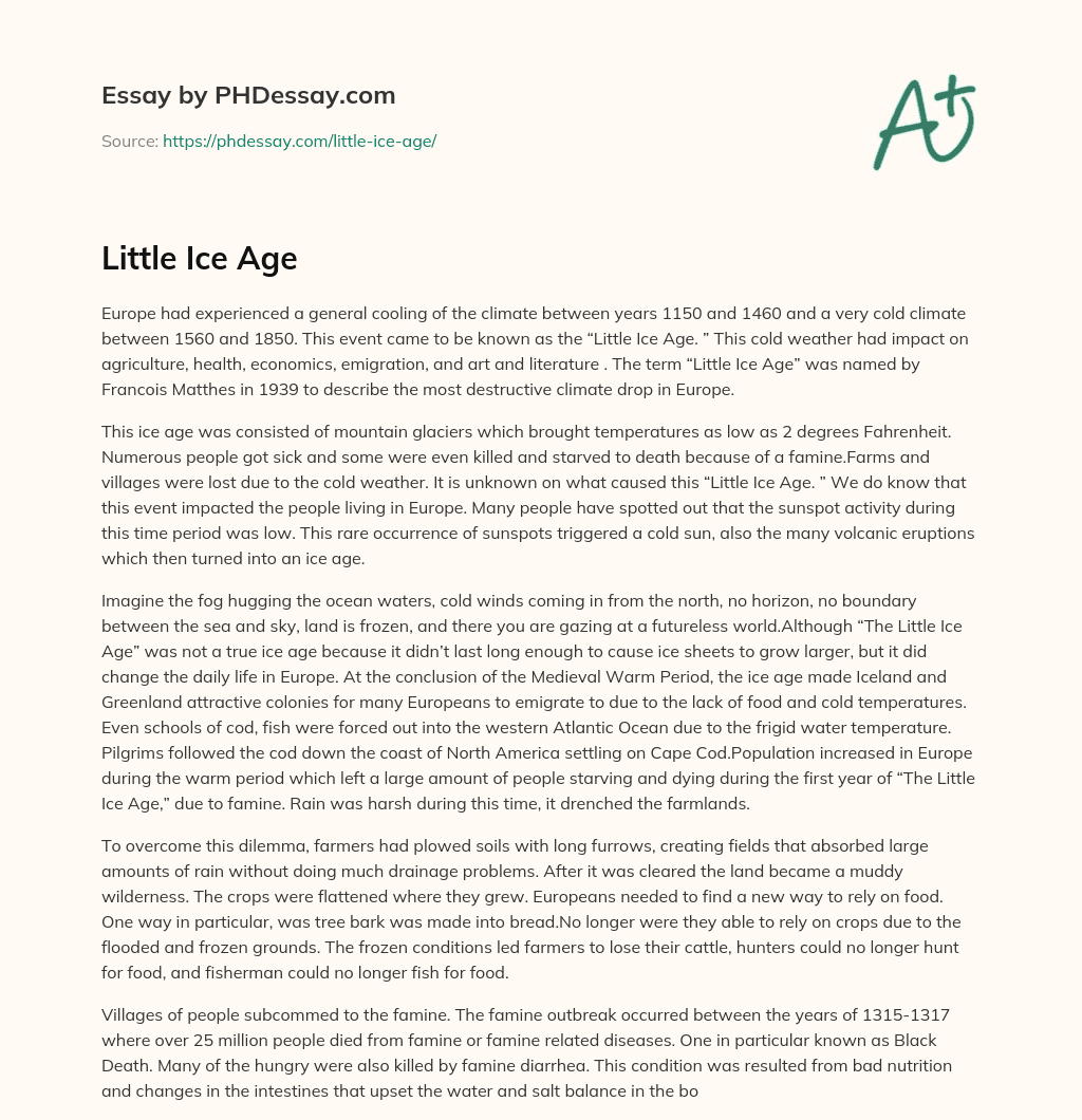 Little Ice Age Essay Example - PHDessay.com