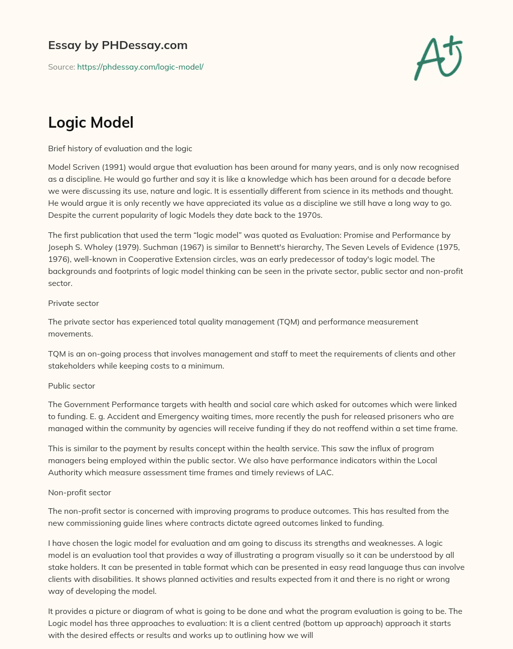 Logic Model - PHDessay.com