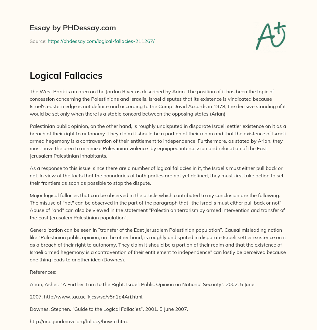 Logical Fallacies (400 Words) - PHDessay.com