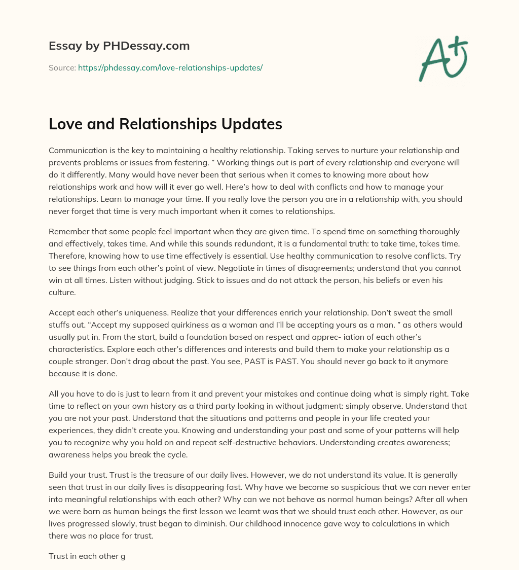 Love and Relationships Updates - PHDessay.com