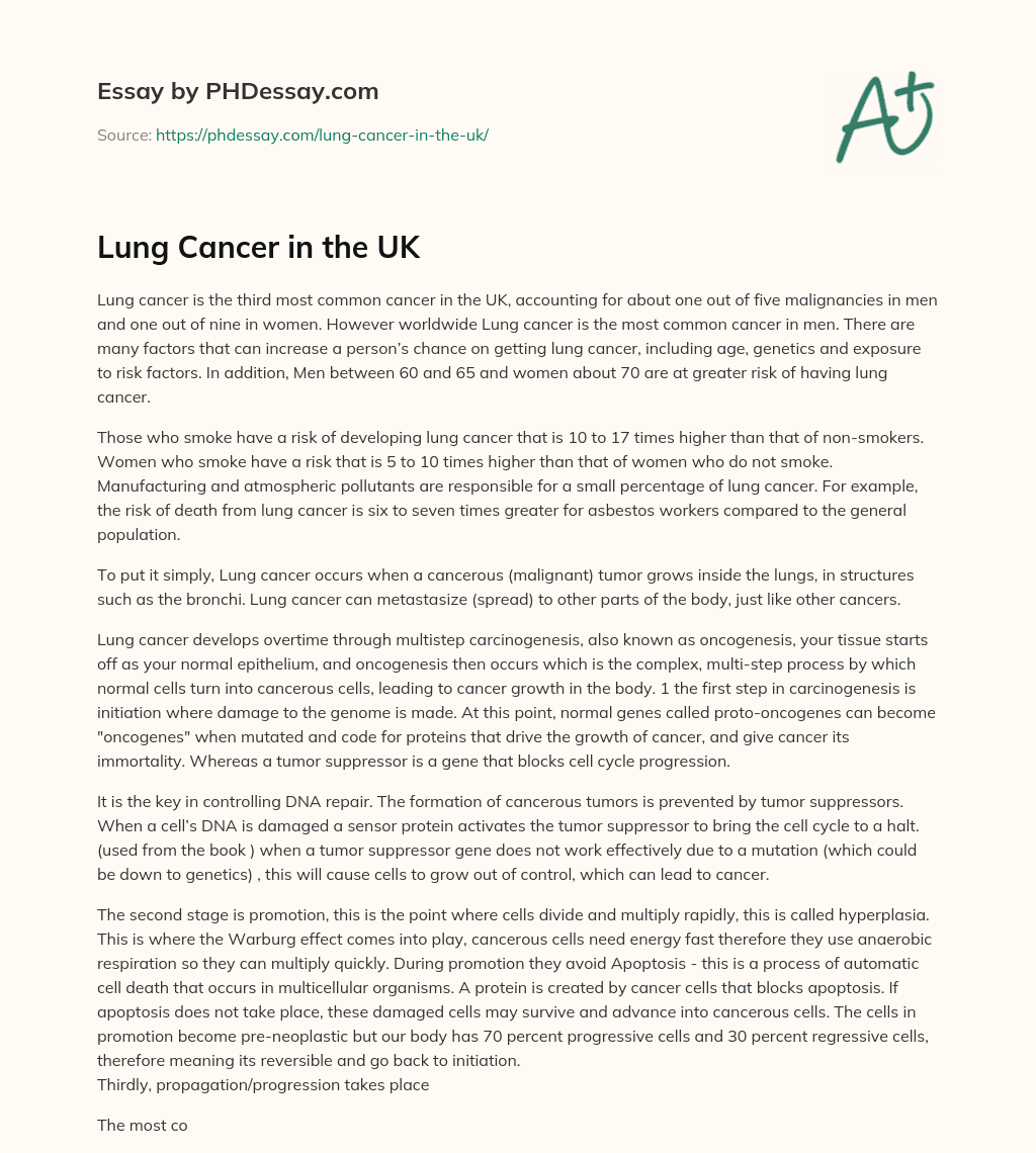 Lung Cancer in the UK - PHDessay.com