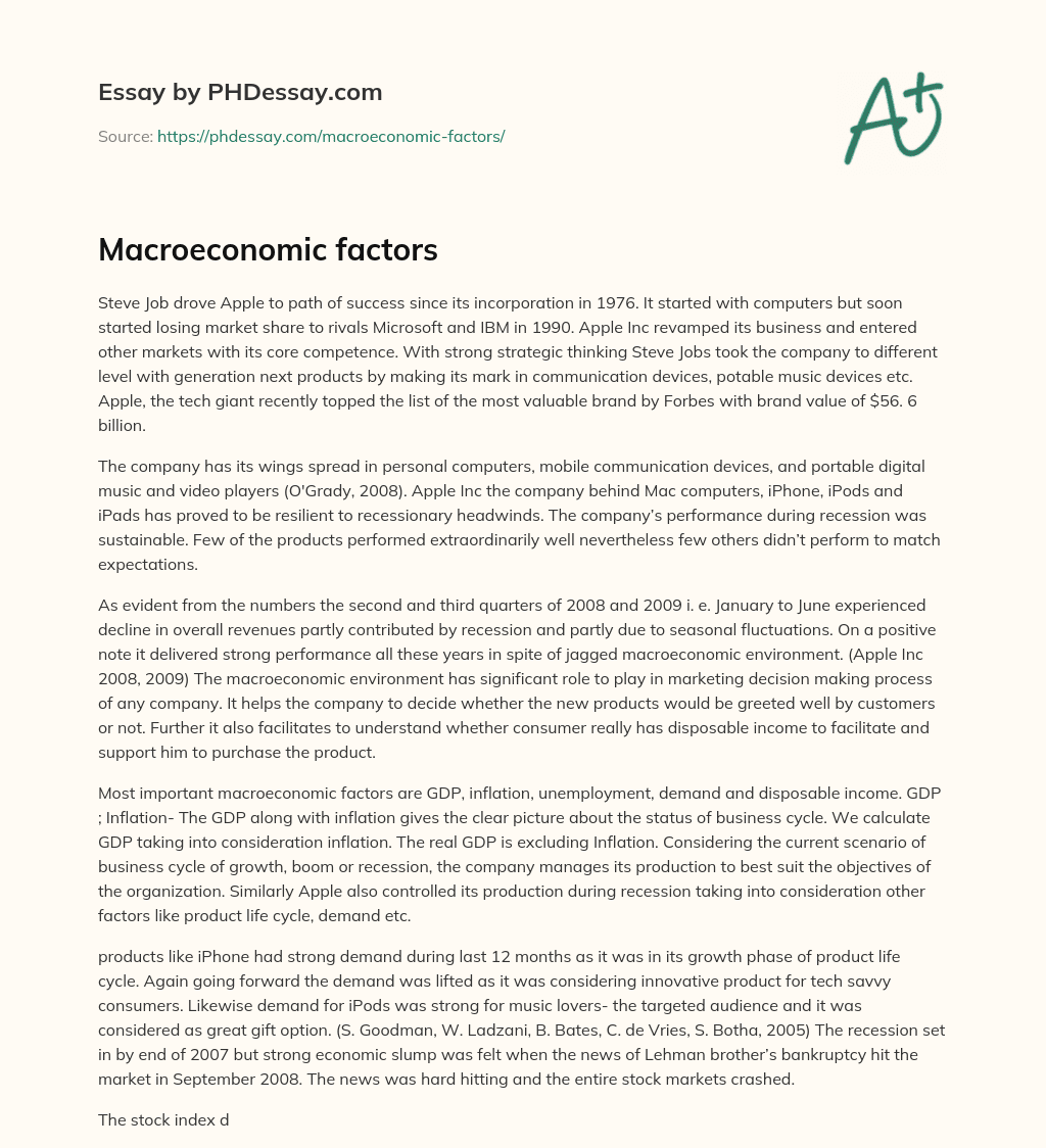Macroeconomic factors - PHDessay.com