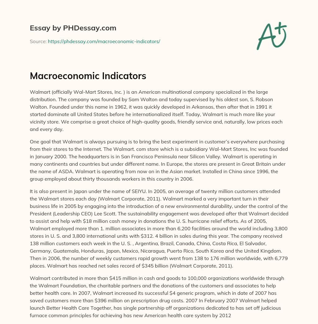 Macroeconomic Indicators - PHDessay.com