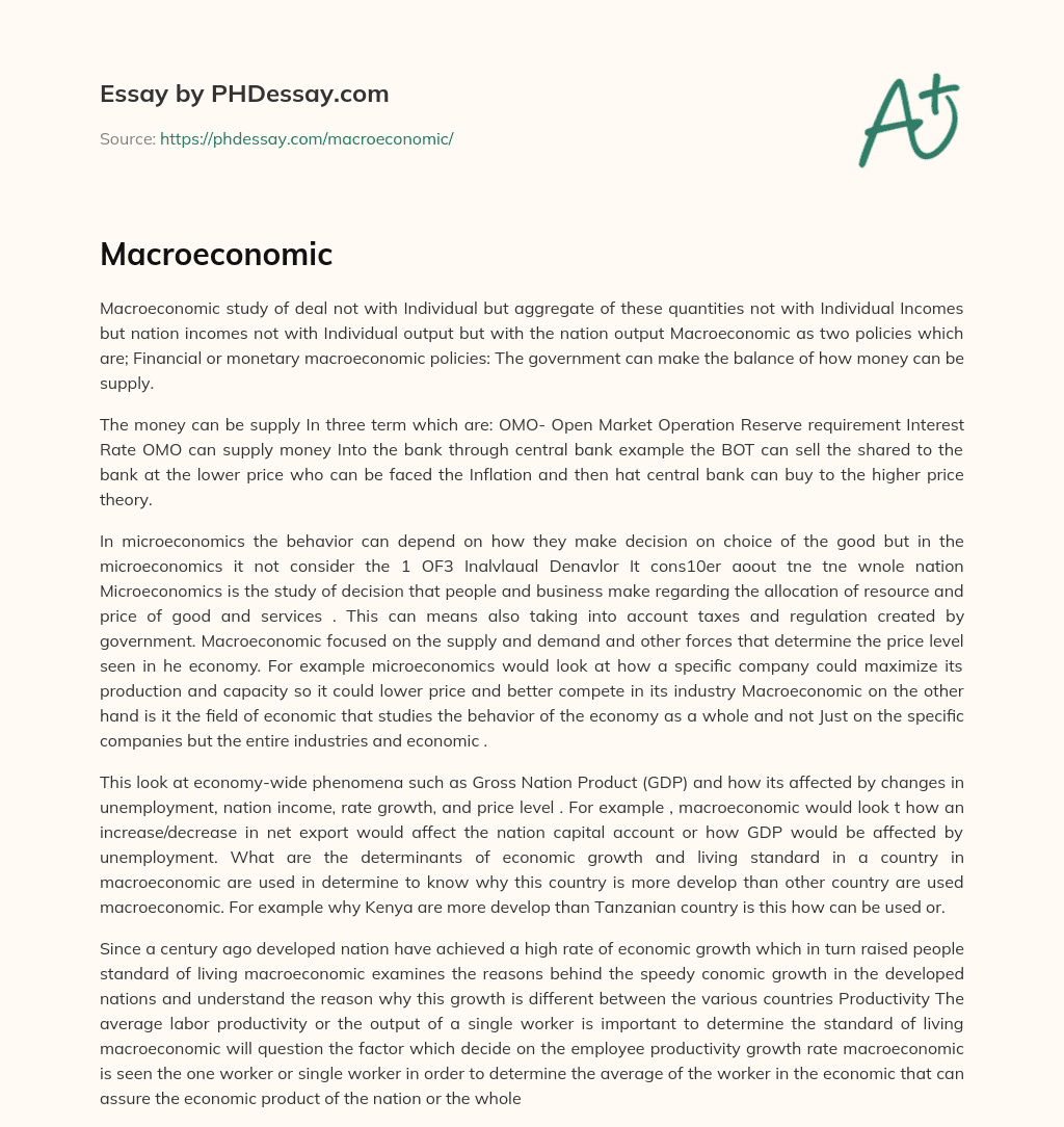 Macroeconomic - PHDessay.com