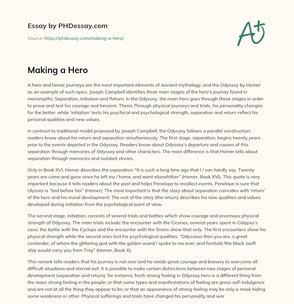 Making a Hero - PHDessay.com