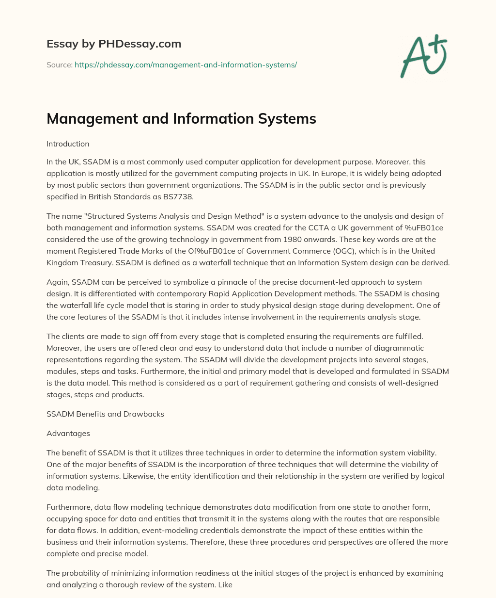 Management and Information Systems - PHDessay.com