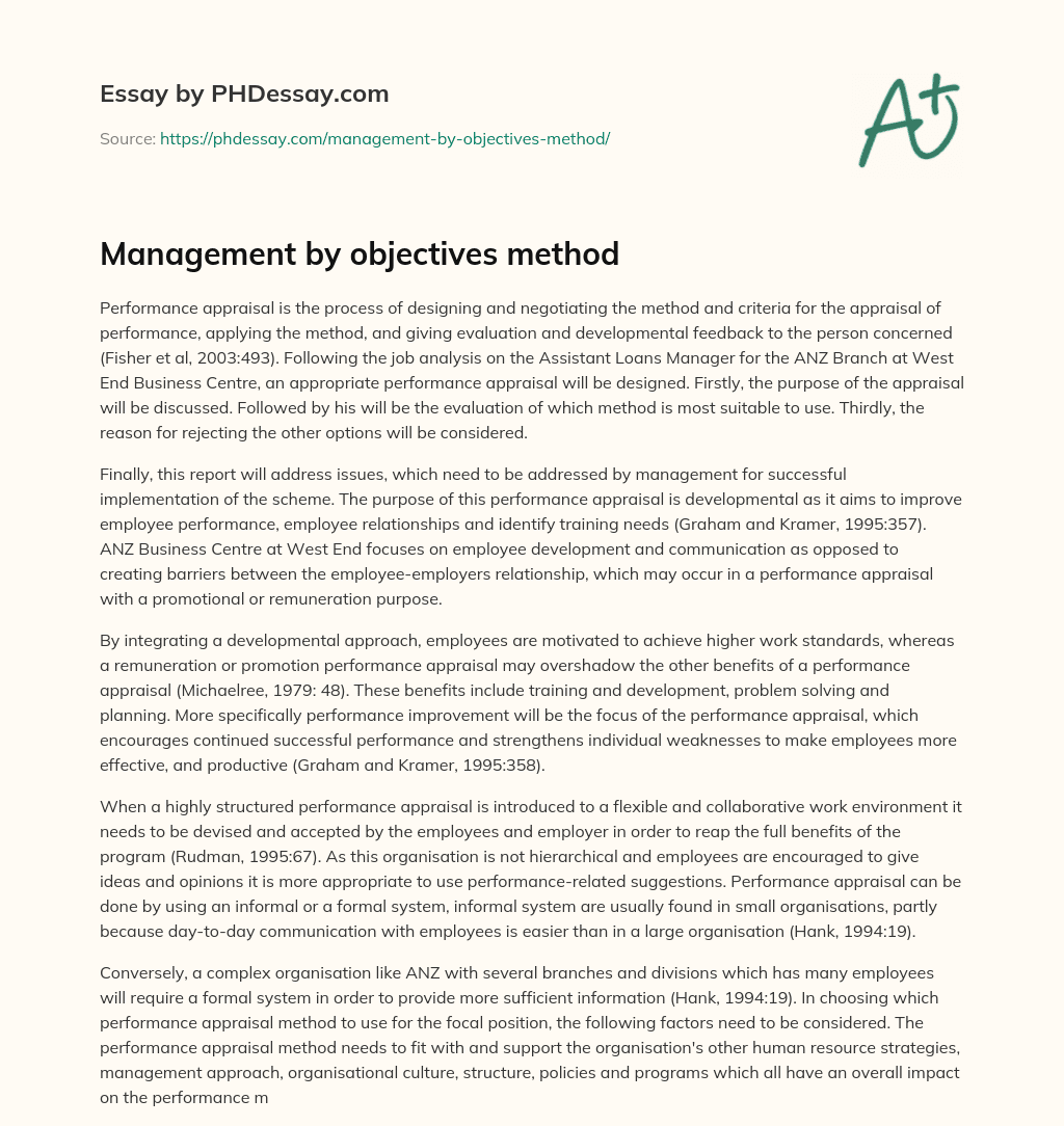 Management by objectives method - PHDessay.com