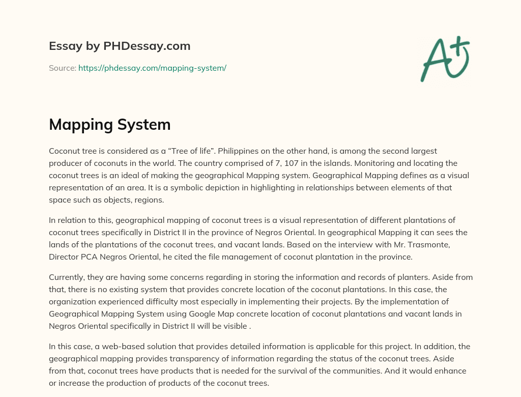 Mapping System (300 Words) - PHDessay.com