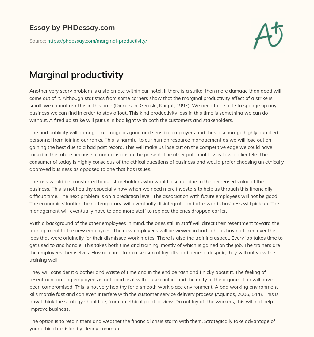 Marginal productivity - PHDessay.com