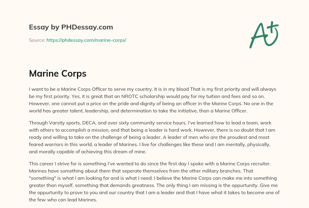 Marine Corps - PHDessay.com