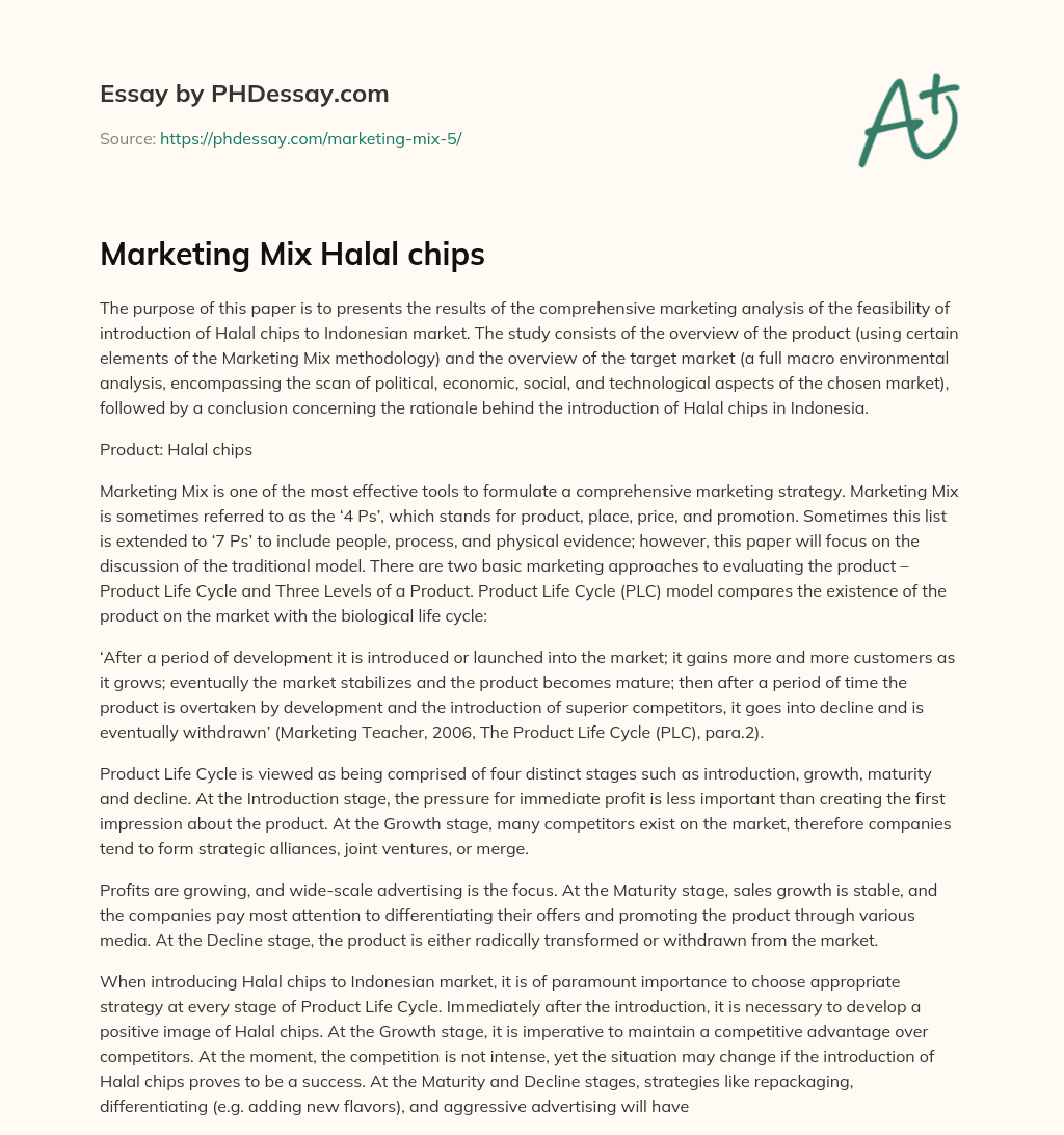 Marketing Mix Halal chips - PHDessay.com