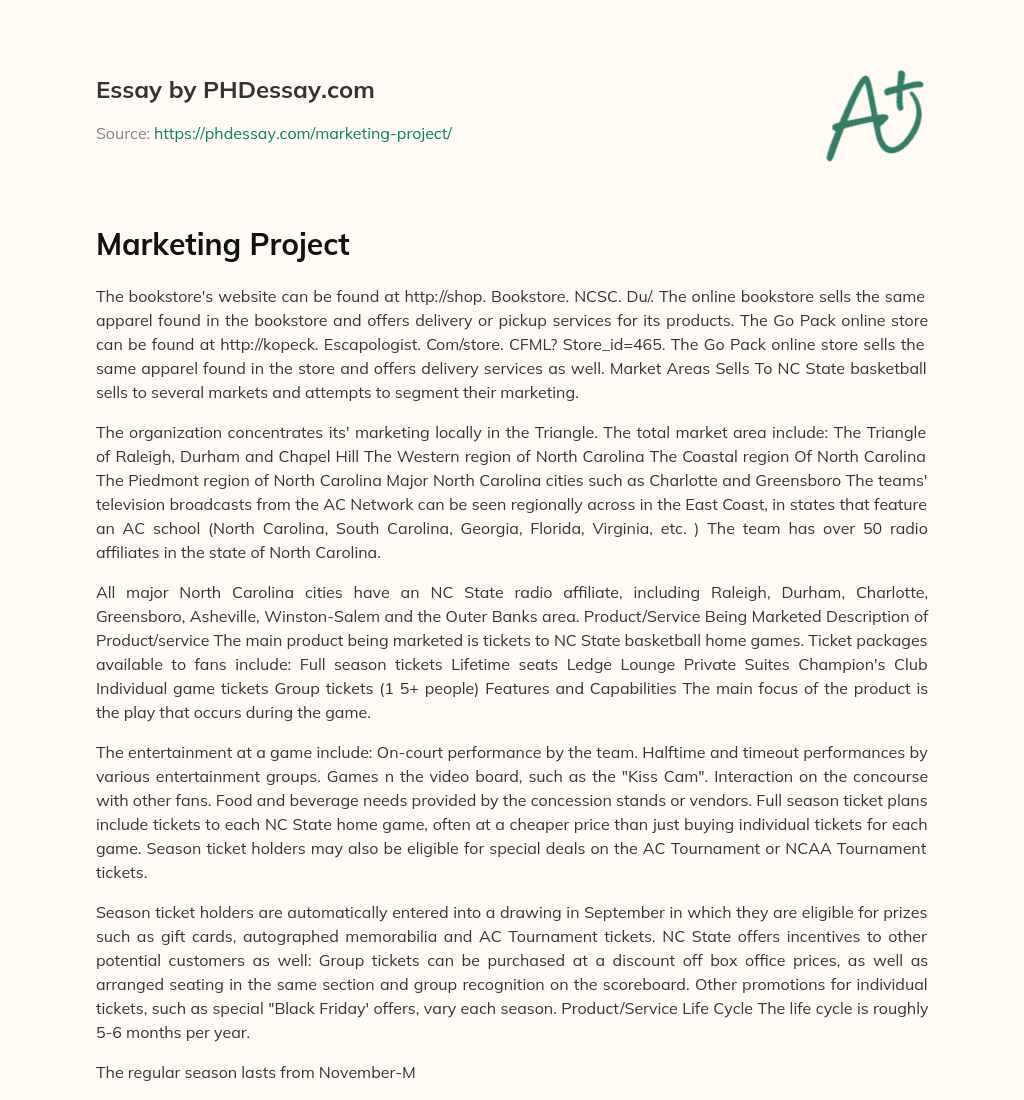 Marketing Project - PHDessay.com
