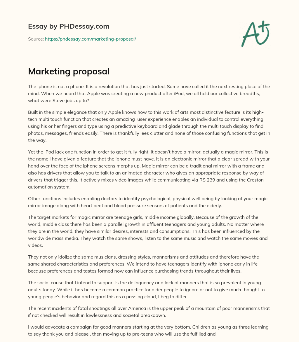 Marketing proposal - PHDessay.com