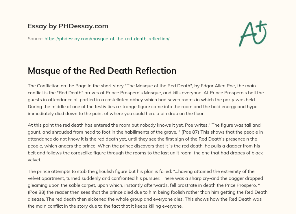 Masque of the Red Death Reflection (300 Words) - PHDessay.com