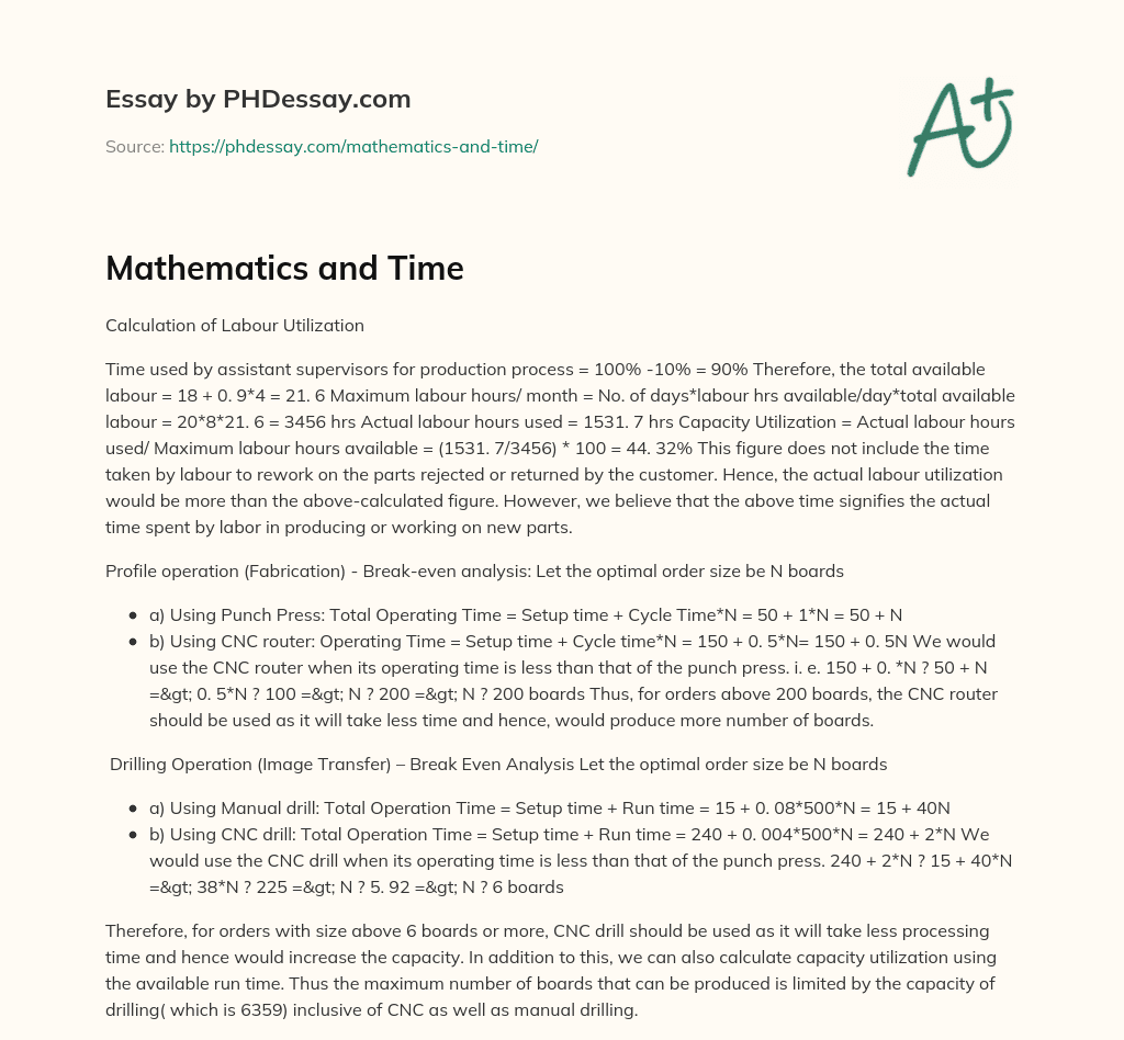 Mathematics and Time (400 Words) - PHDessay.com