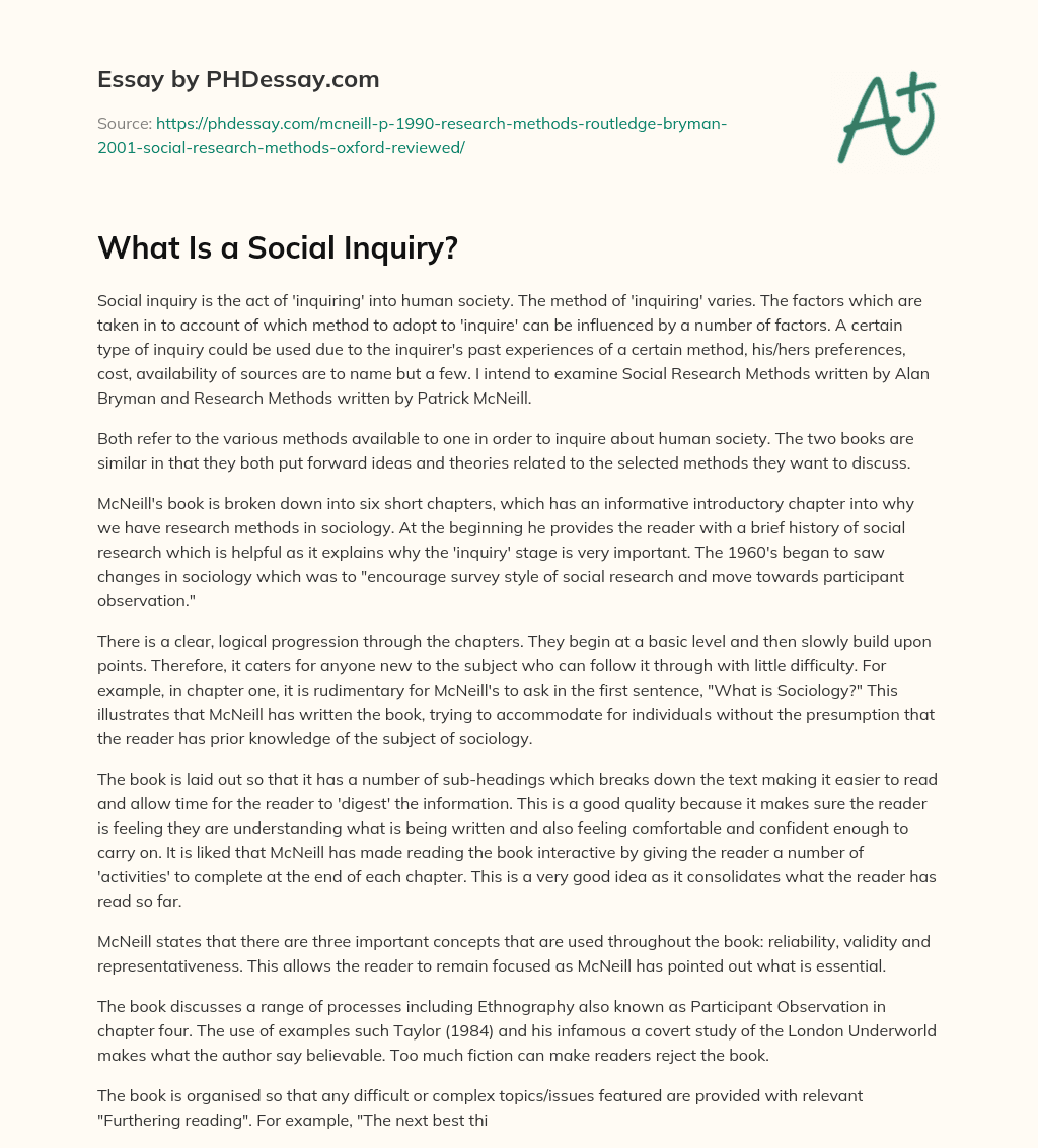 What Is a Social Inquiry? - PHDessay.com
