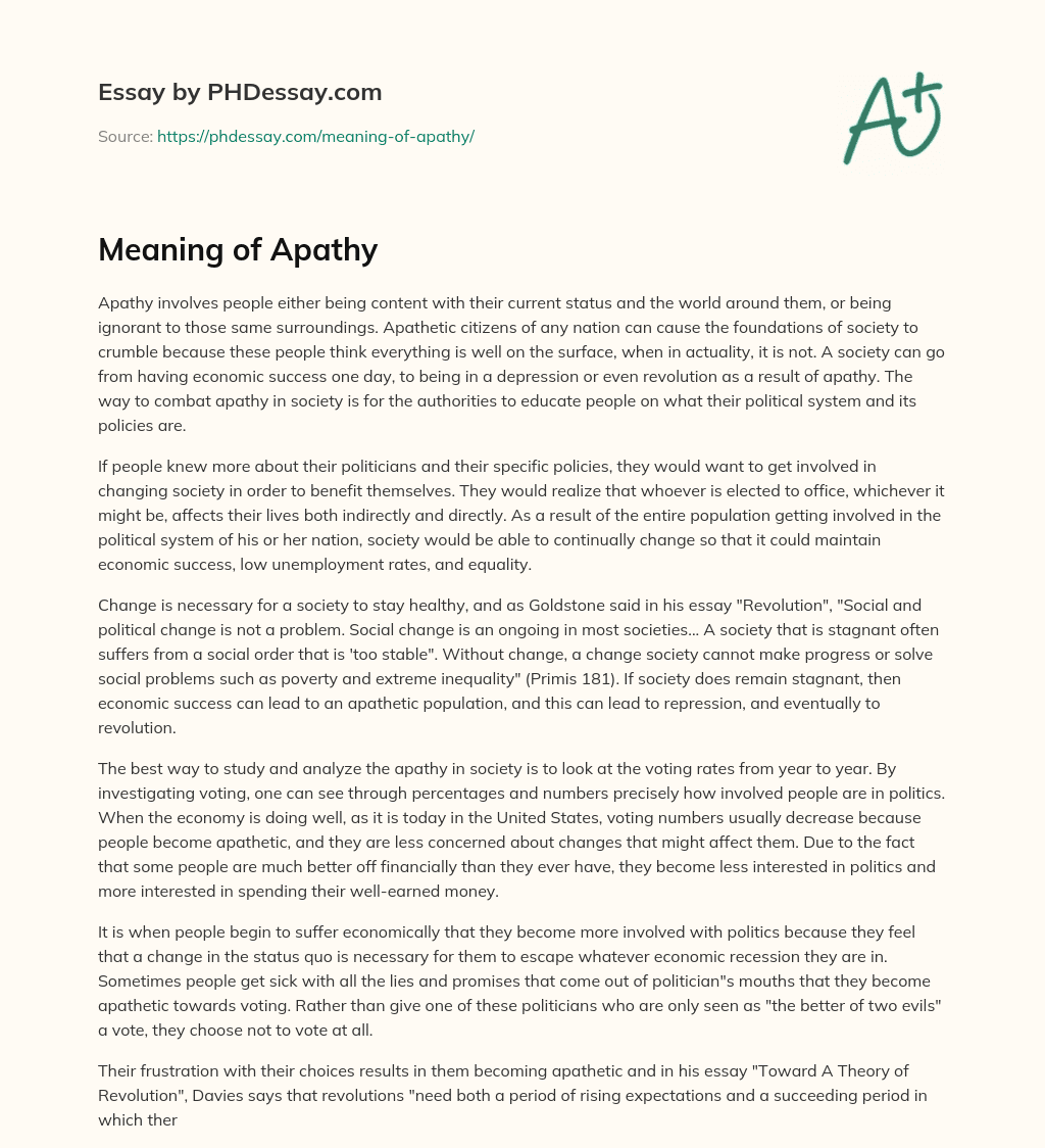 Meaning of Apathy - PHDessay.com