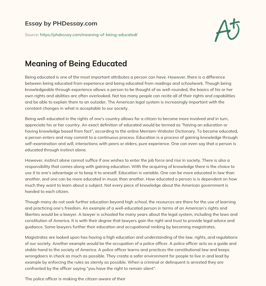 Meaning of Being Educated - PHDessay.com