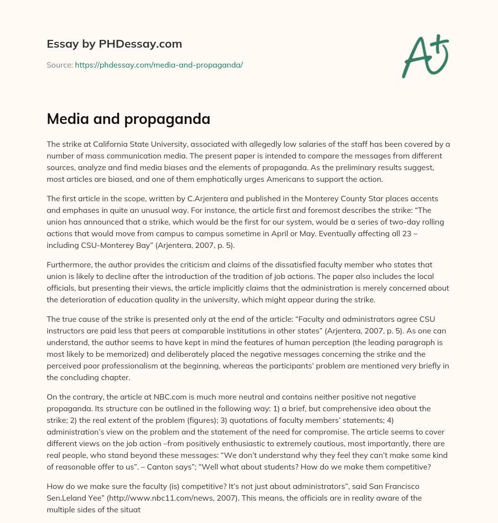 Media and propaganda - PHDessay.com