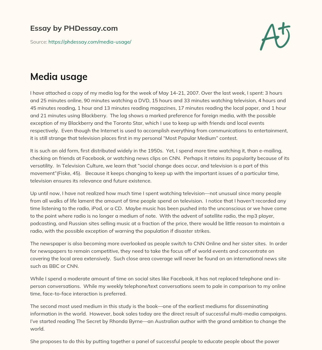 Media usage - PHDessay.com