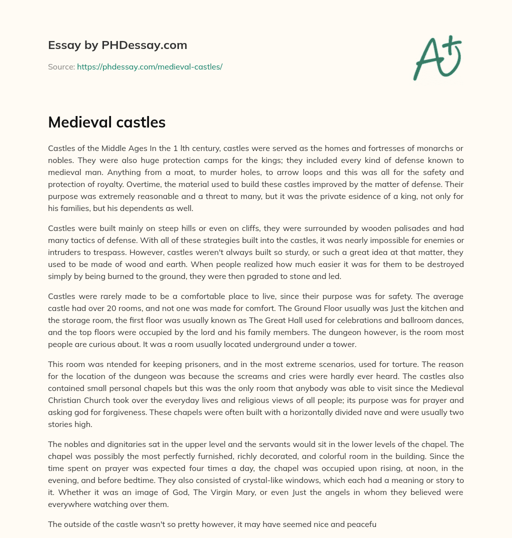 Medieval castles - PHDessay.com