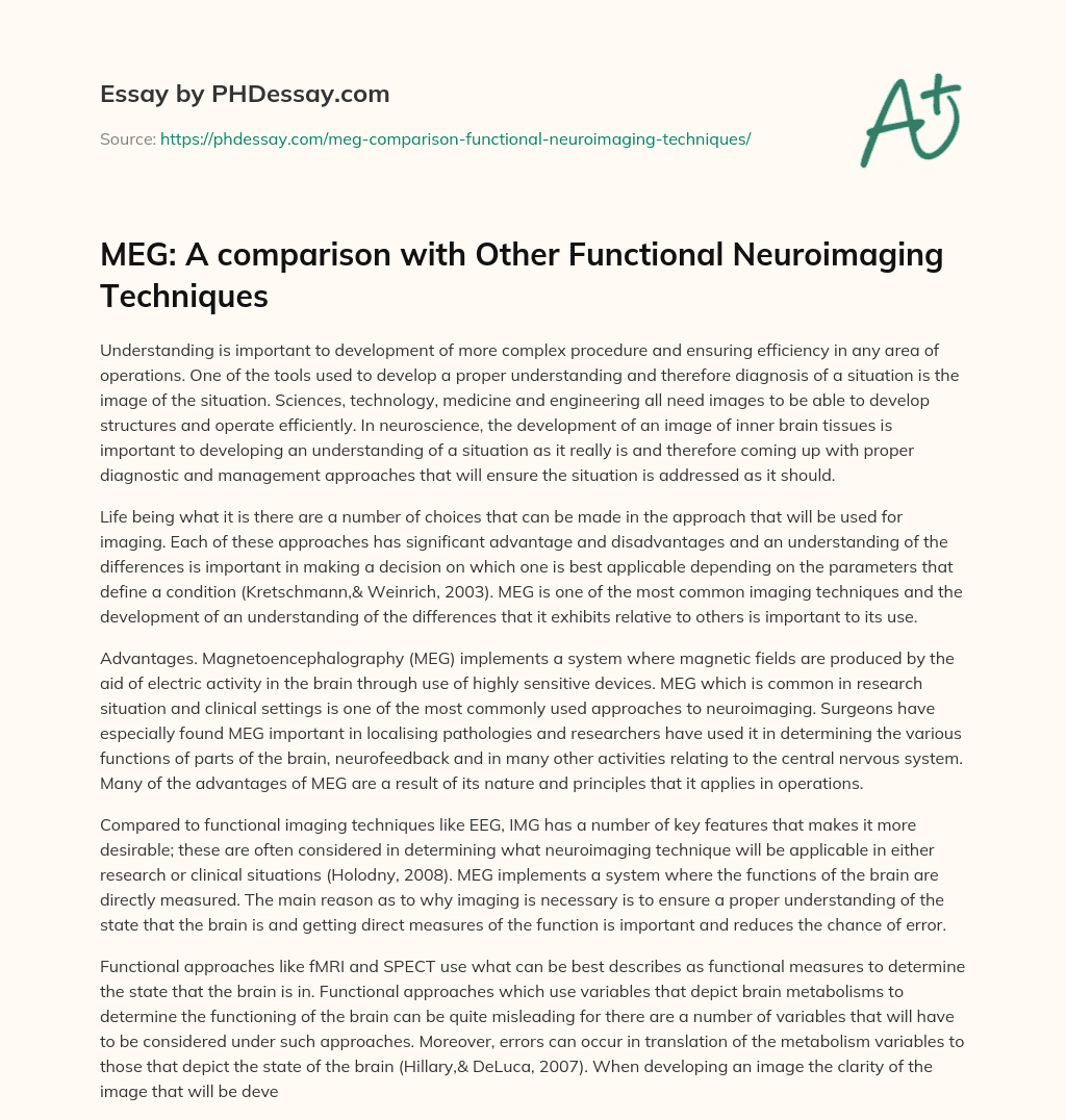 MEG: A comparison with Other Functional Neuroimaging Techniques ...