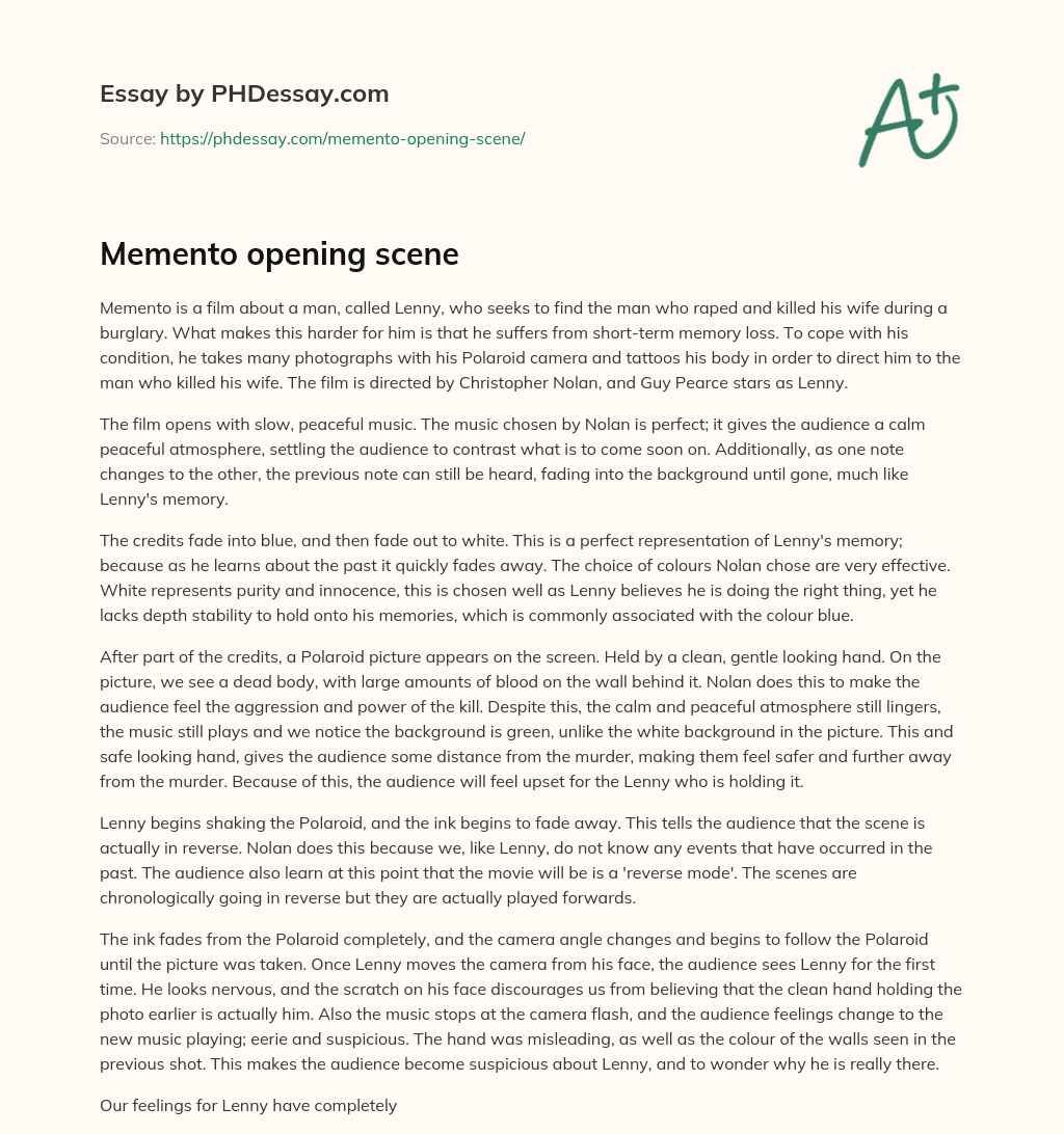 Memento opening scene - PHDessay.com