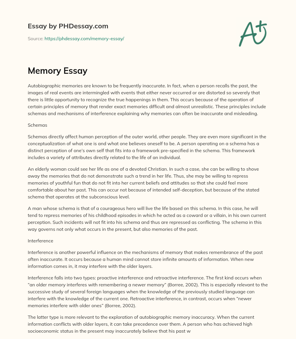 Memory Essay - PHDessay.com