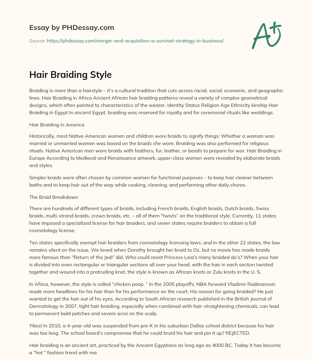 Hair Braiding Style - PHDessay.com