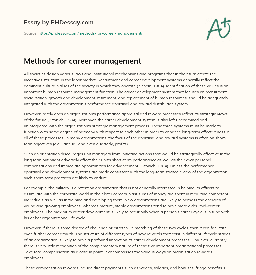 Methods for career management - PHDessay.com