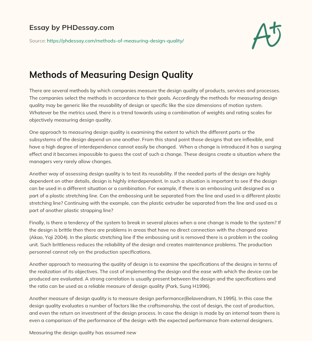 Methods of Measuring Design Quality - PHDessay.com