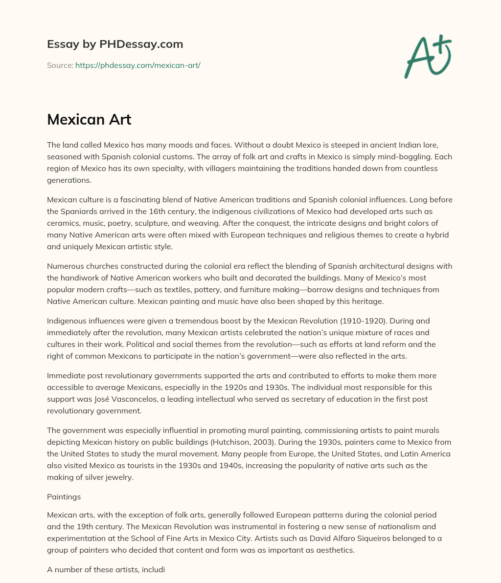 Mexican Art - PHDessay.com