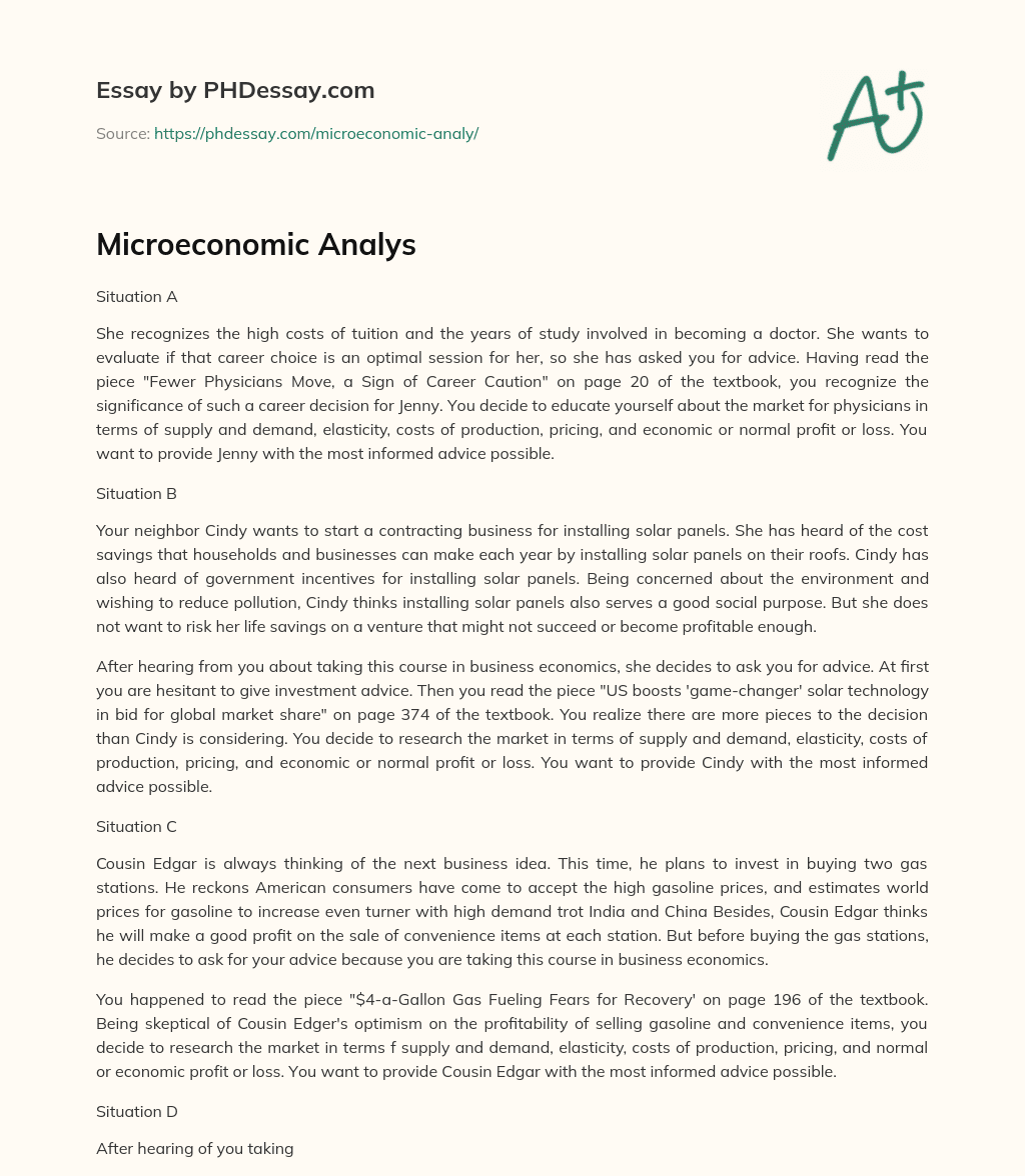 Microeconomic Analys - PHDessay.com