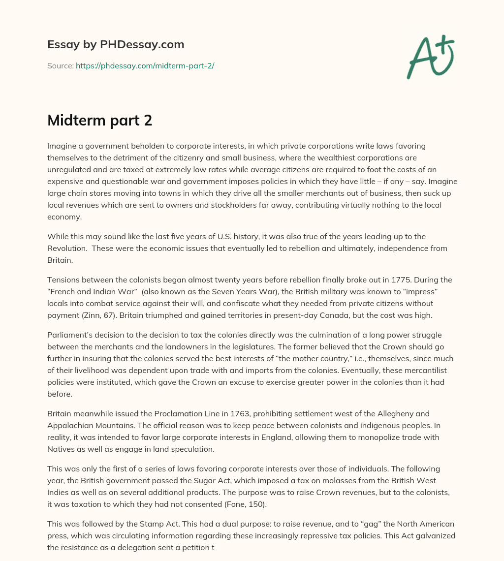 Midterm part 2 - PHDessay.com