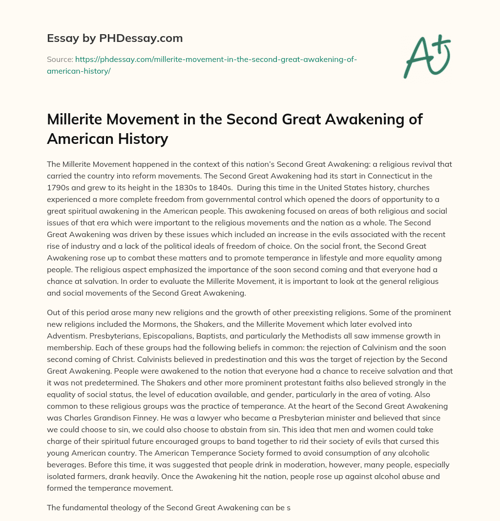 Millerite Movement in the Second Great Awakening of American History ...