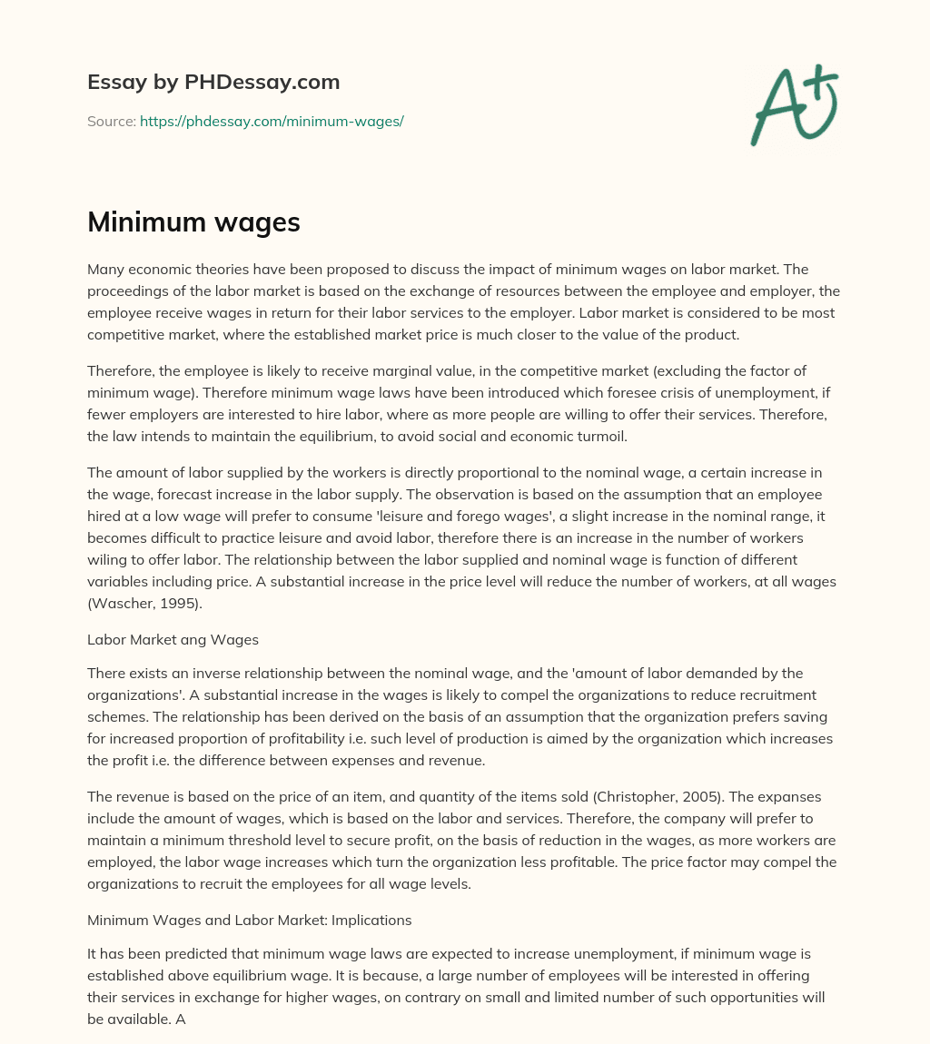 Minimum wages - PHDessay.com