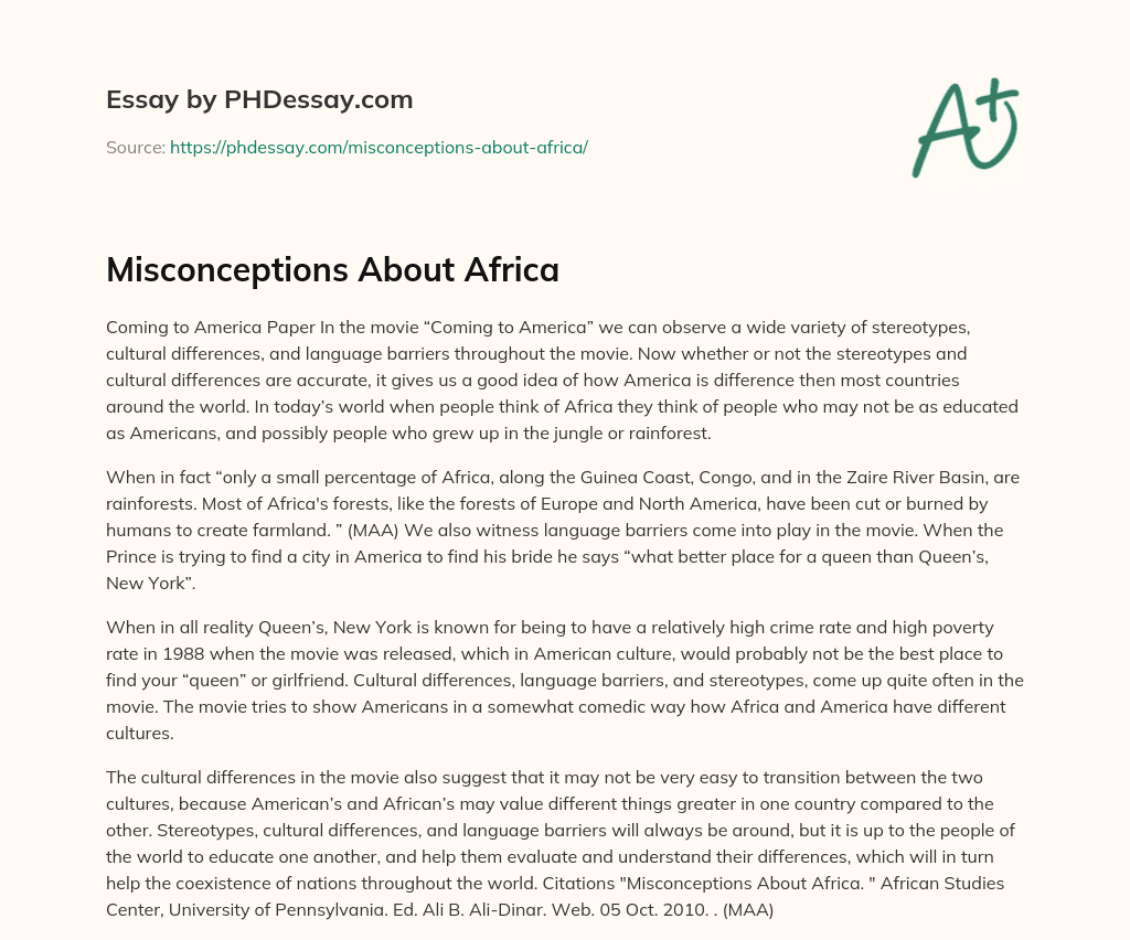 Misconceptions About Africa - PHDessay.com