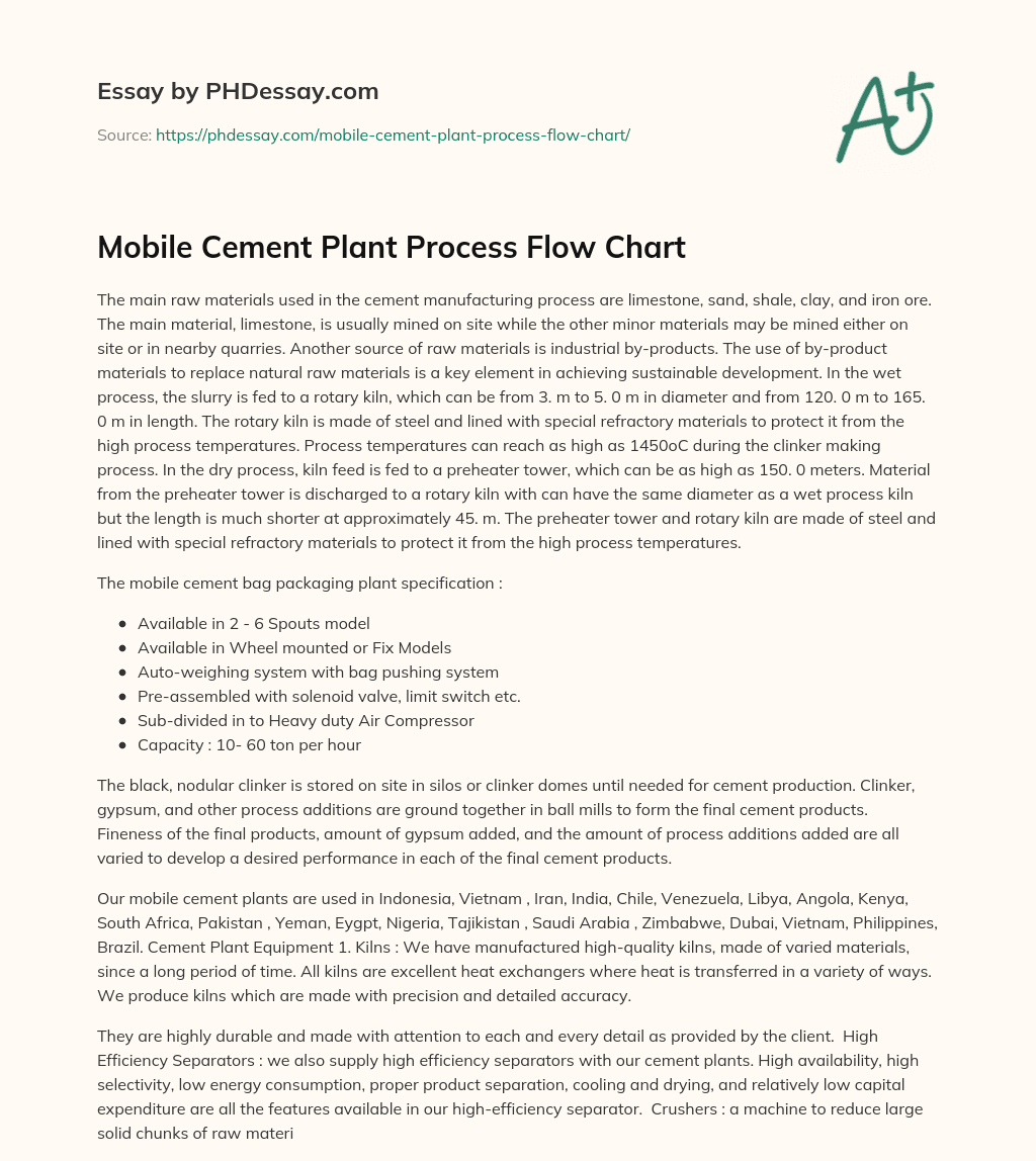 Mobile Cement Plant Process Flow Chart - PHDessay.com