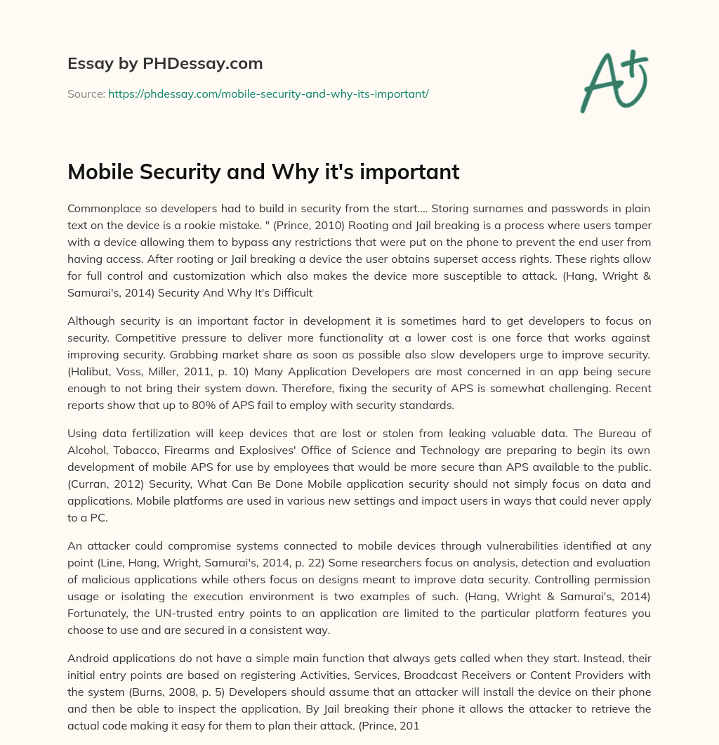 Mobile Security and Why it's important - PHDessay.com