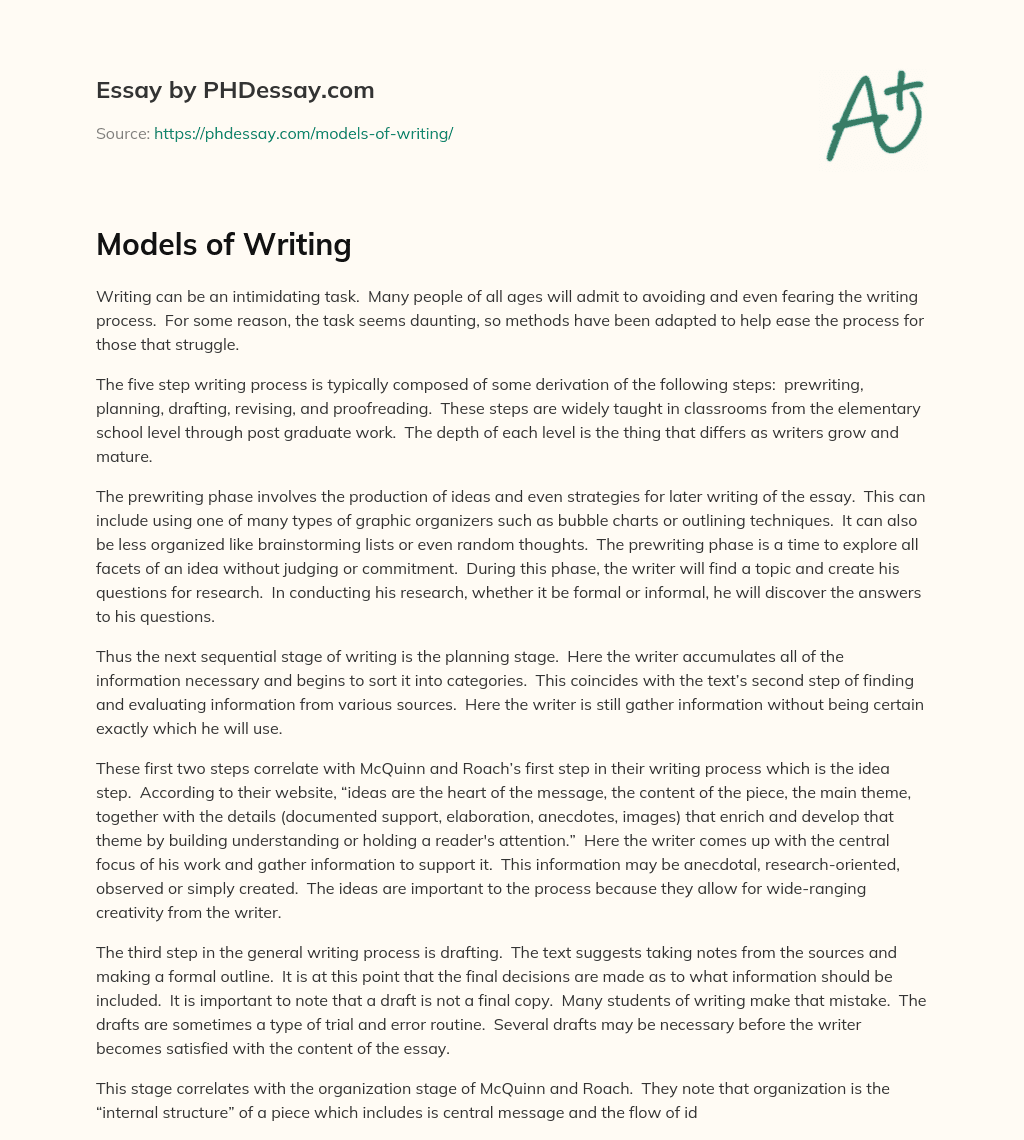 Models of Writing - PHDessay.com